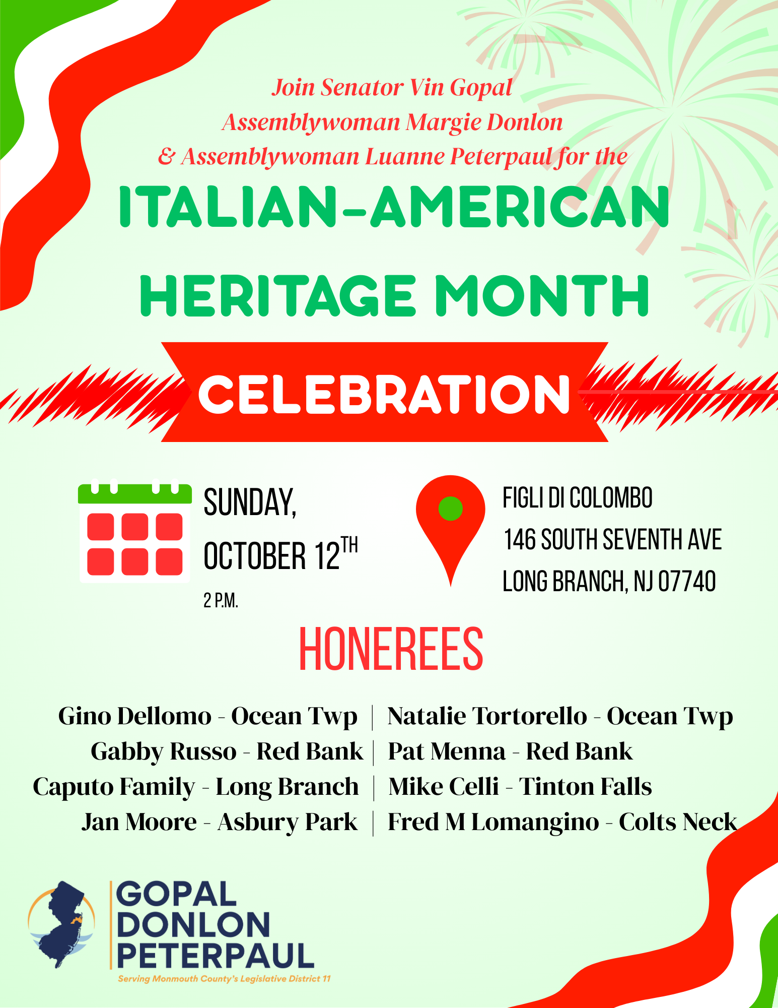 Italian-American Heritage Celebration - Assemblywomen Donlon and Peterpaul