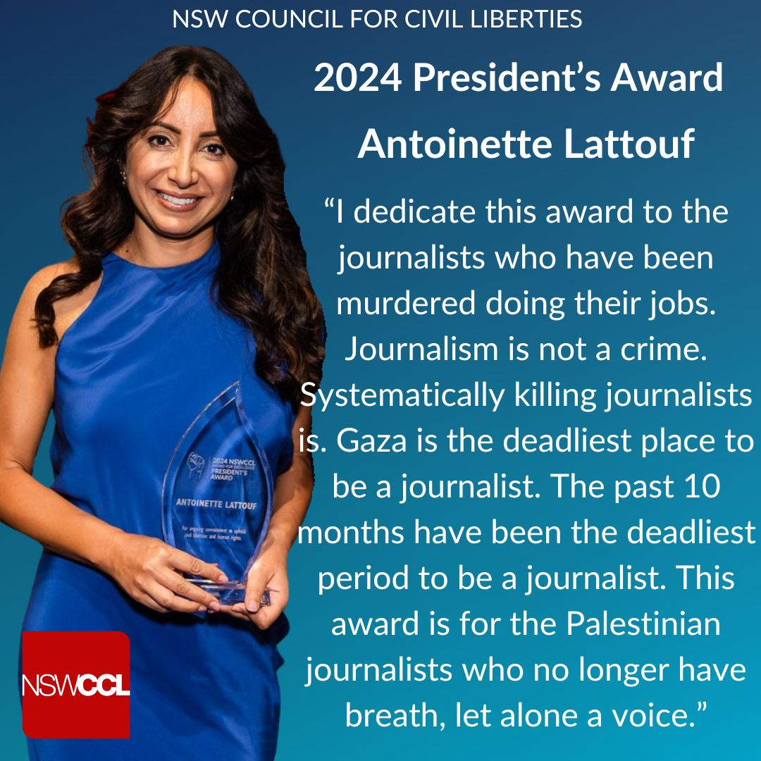 Announcing our Inagural President's Award Winner, Antointette Lattouf - NSWCCL