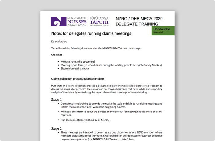 8a. Notes for delegates running claims meetings - Maranga Mai