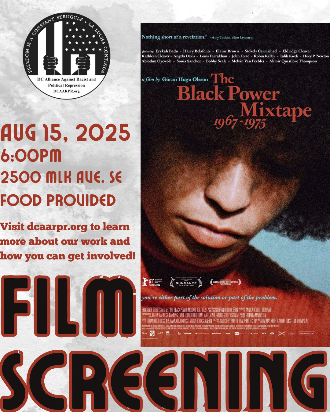 Black Power Mixtape: movie screening - ONE DC