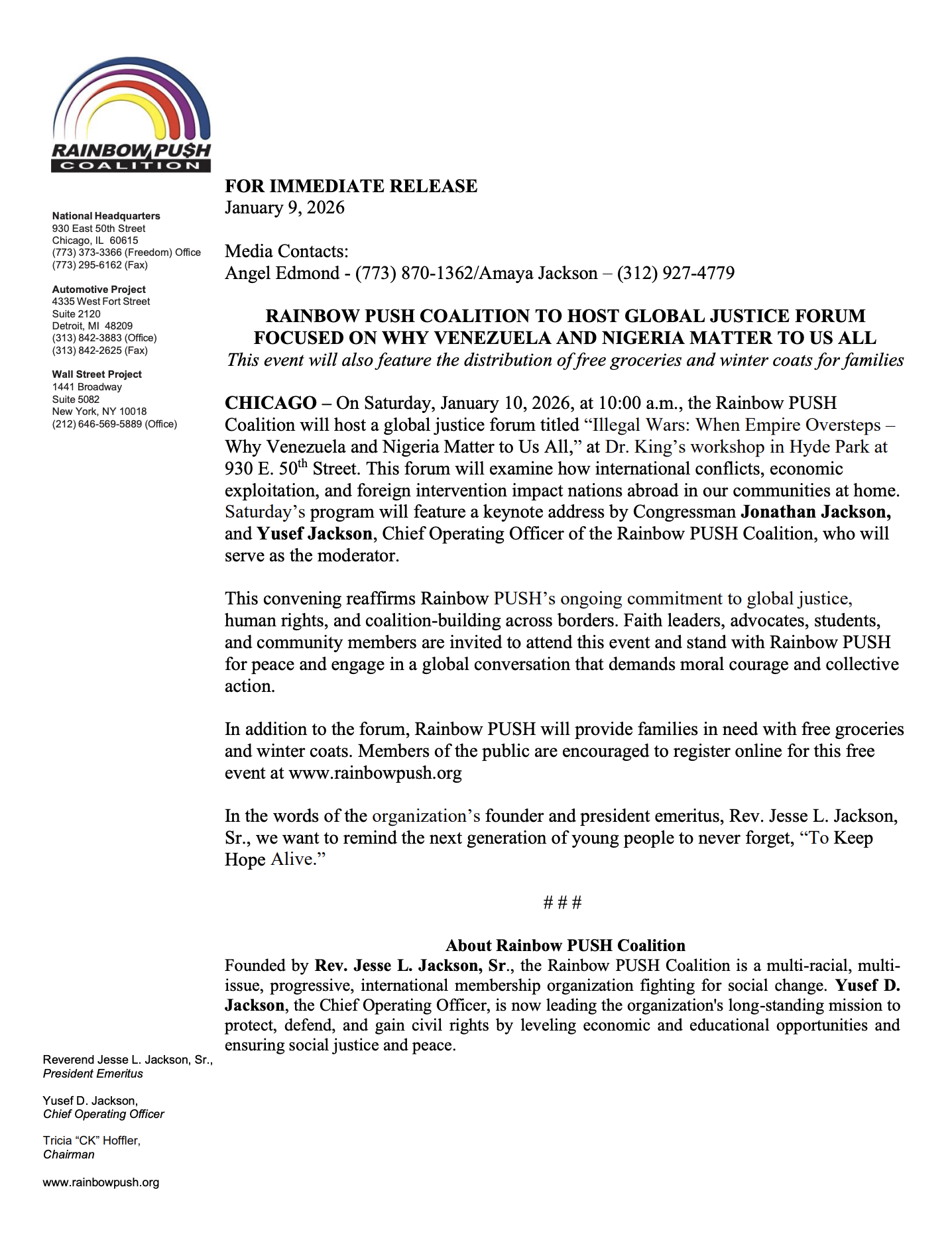 Rainbow PUSH to Host Global Justice Forum Focused on Why Venezuela and ...