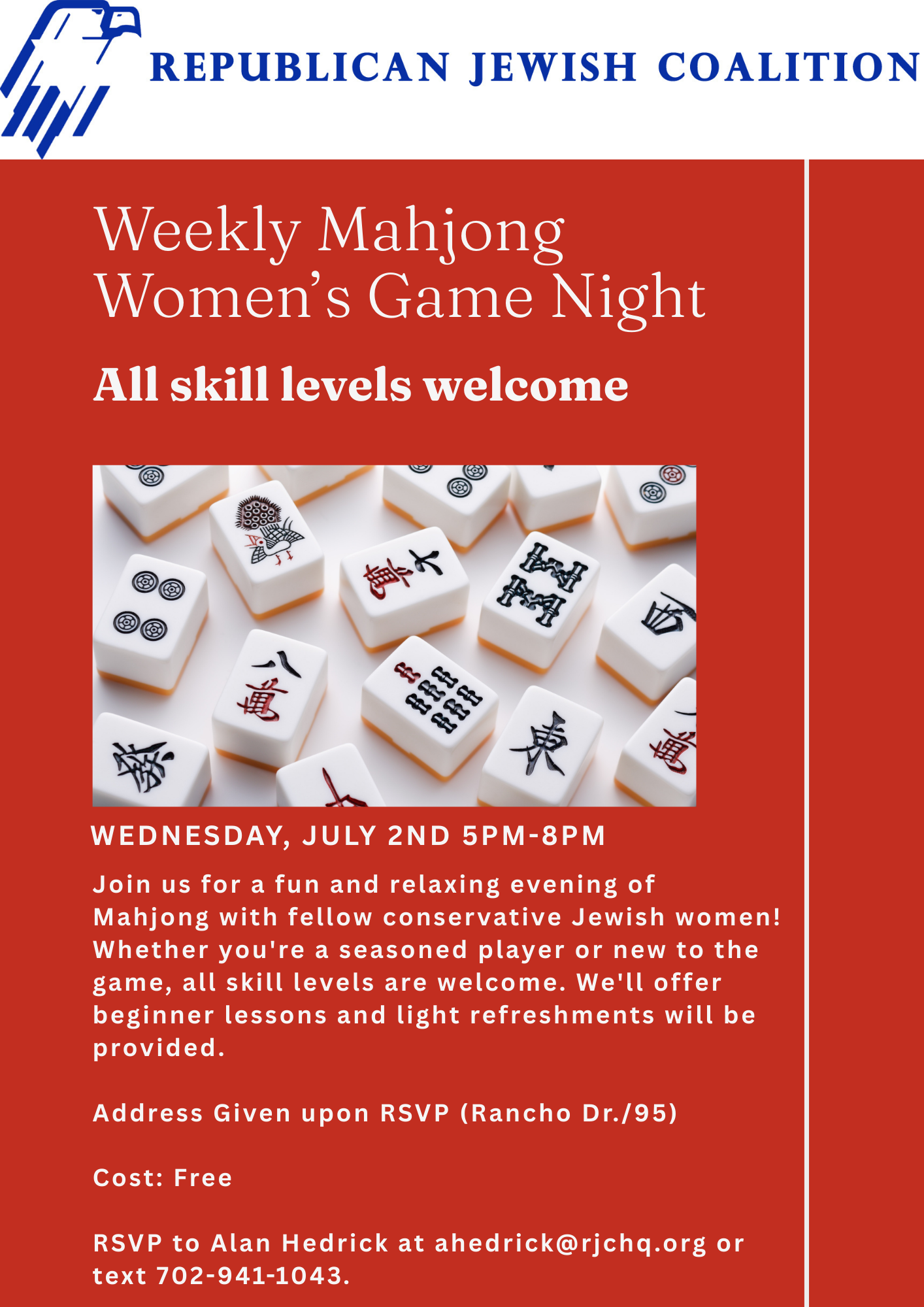 NV: Weekly Mahjong Women's Game Night - Republican Jewish Coalition
