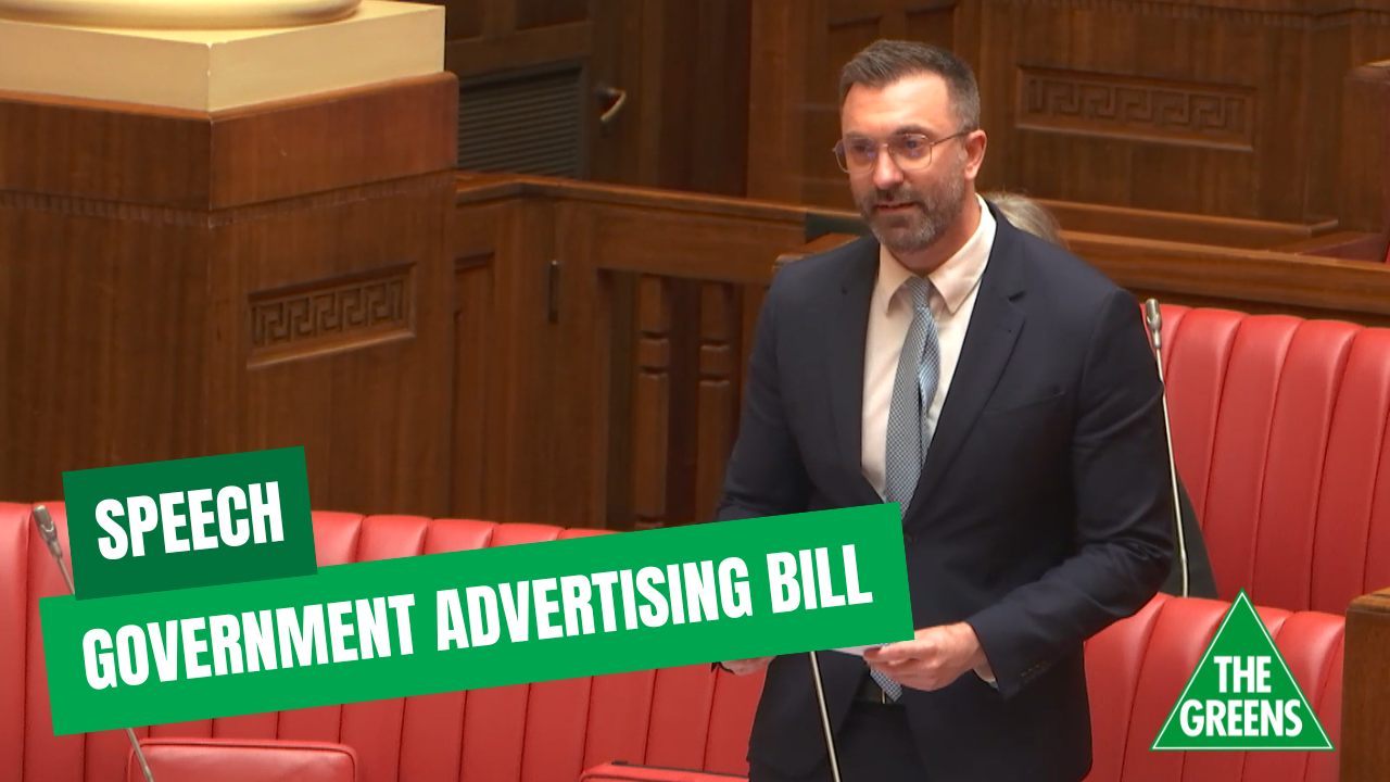 Speech: Government Advertising Bill - Robert Simms MLC