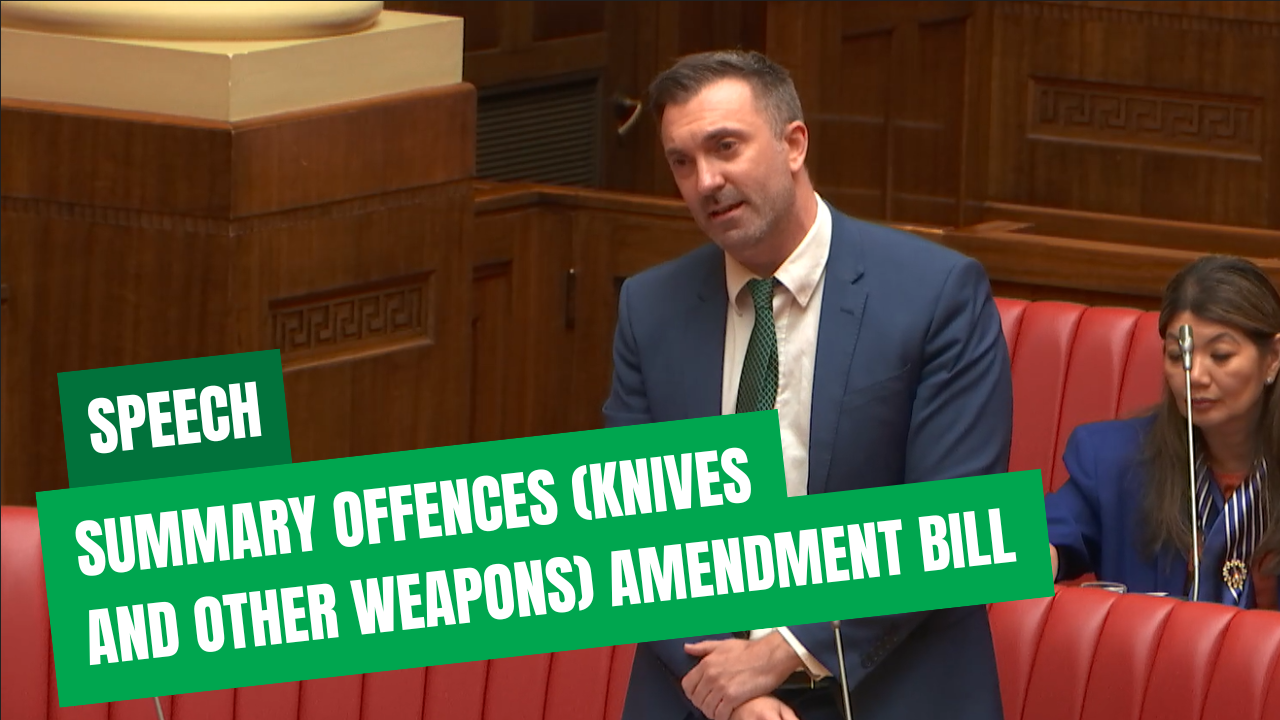 Speech: Knives and Other Weapons Amendment Bill - Robert Simms MLC