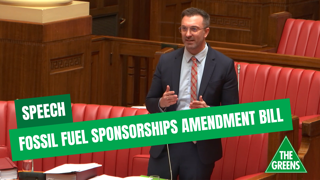 Speech: Fossil Fuel Sponsorships - Robert Simms MLC