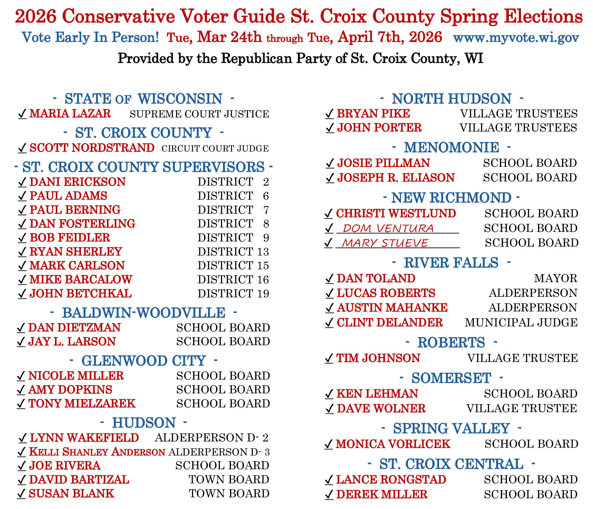 Voter Guide - Republican Party of St. Croix County