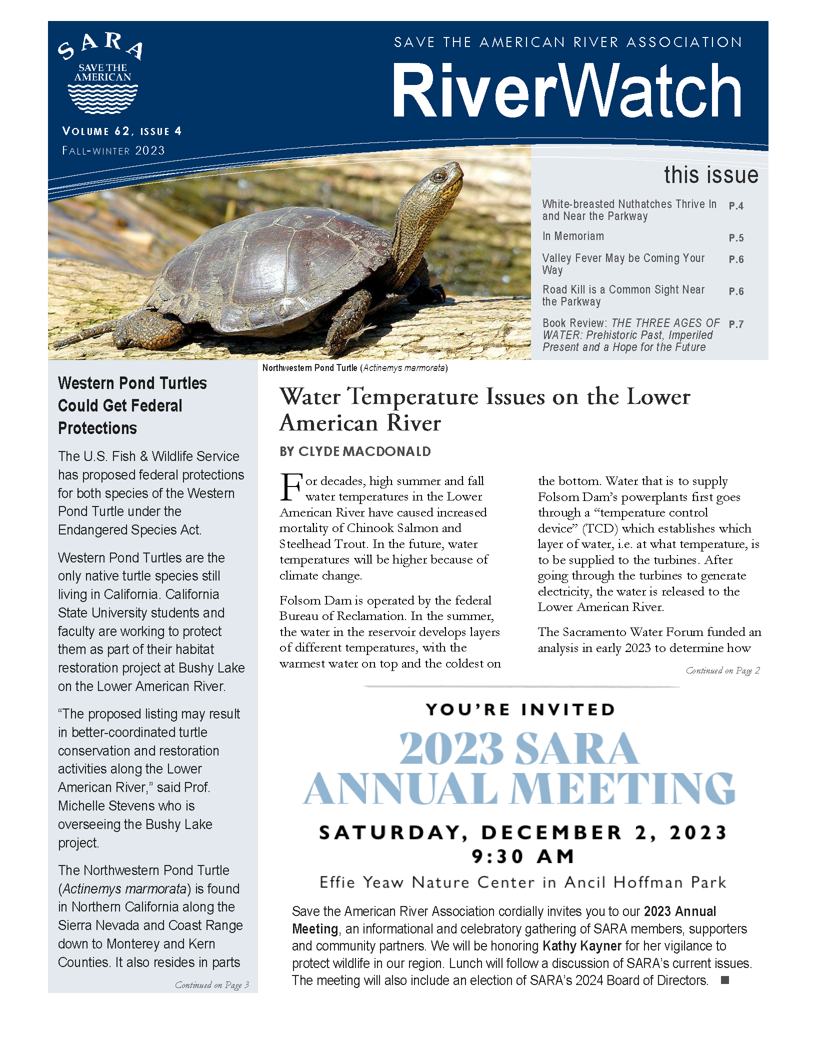 RiverWatch Newsletter - Save the American River Association