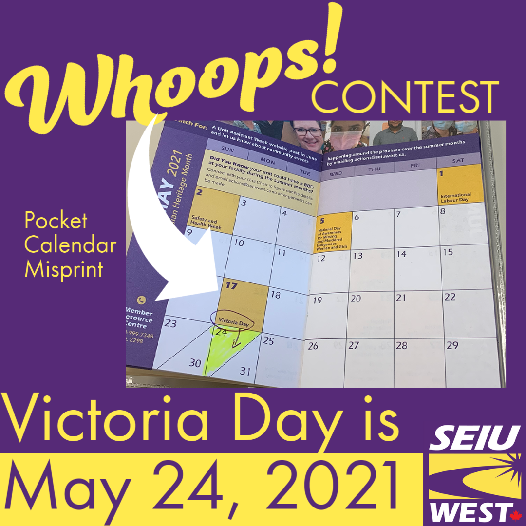 Whoops! May Long Weekend Contest Winner! - SEIU-West