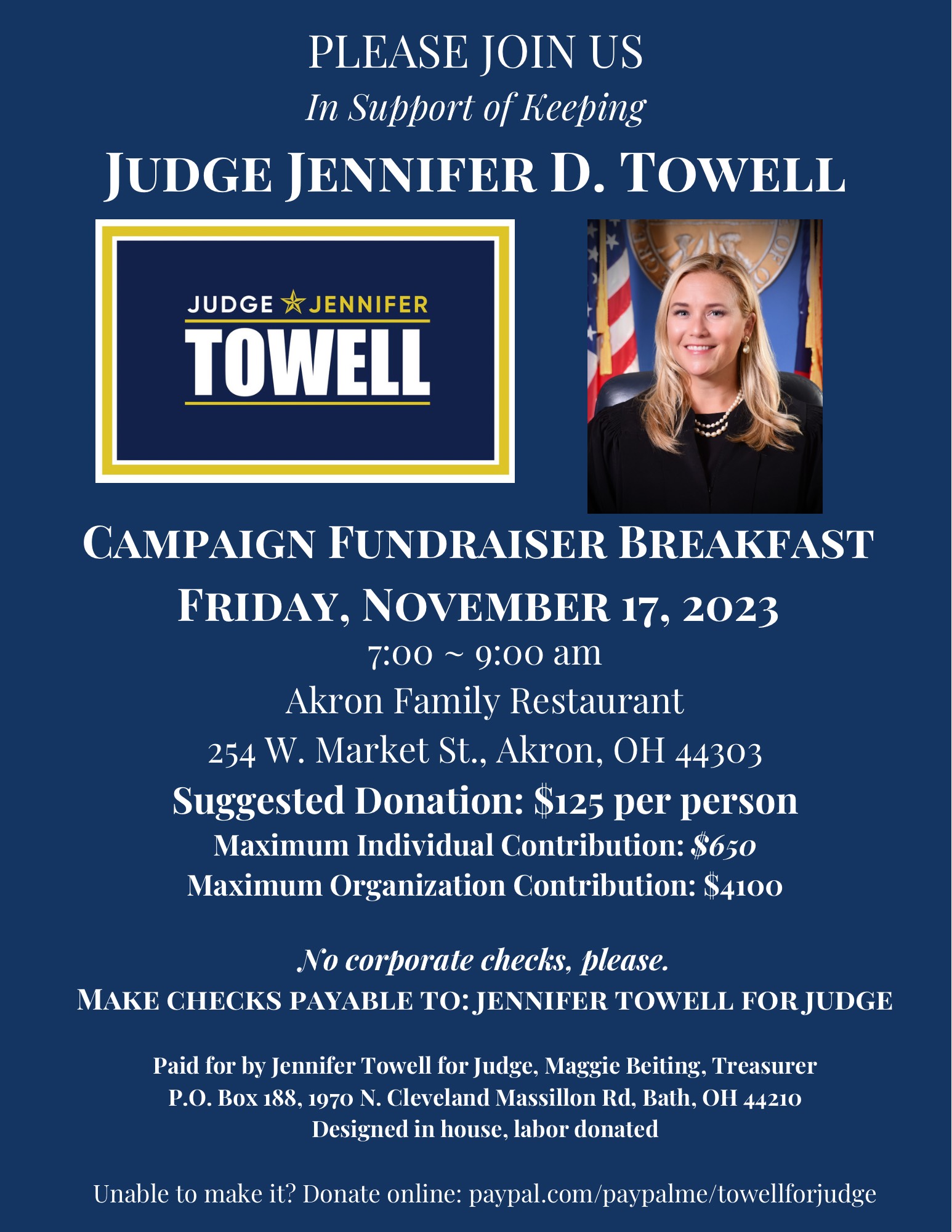 Judge Jennifer Towell Fundraiser Breakfast - Summit County Democratic Party