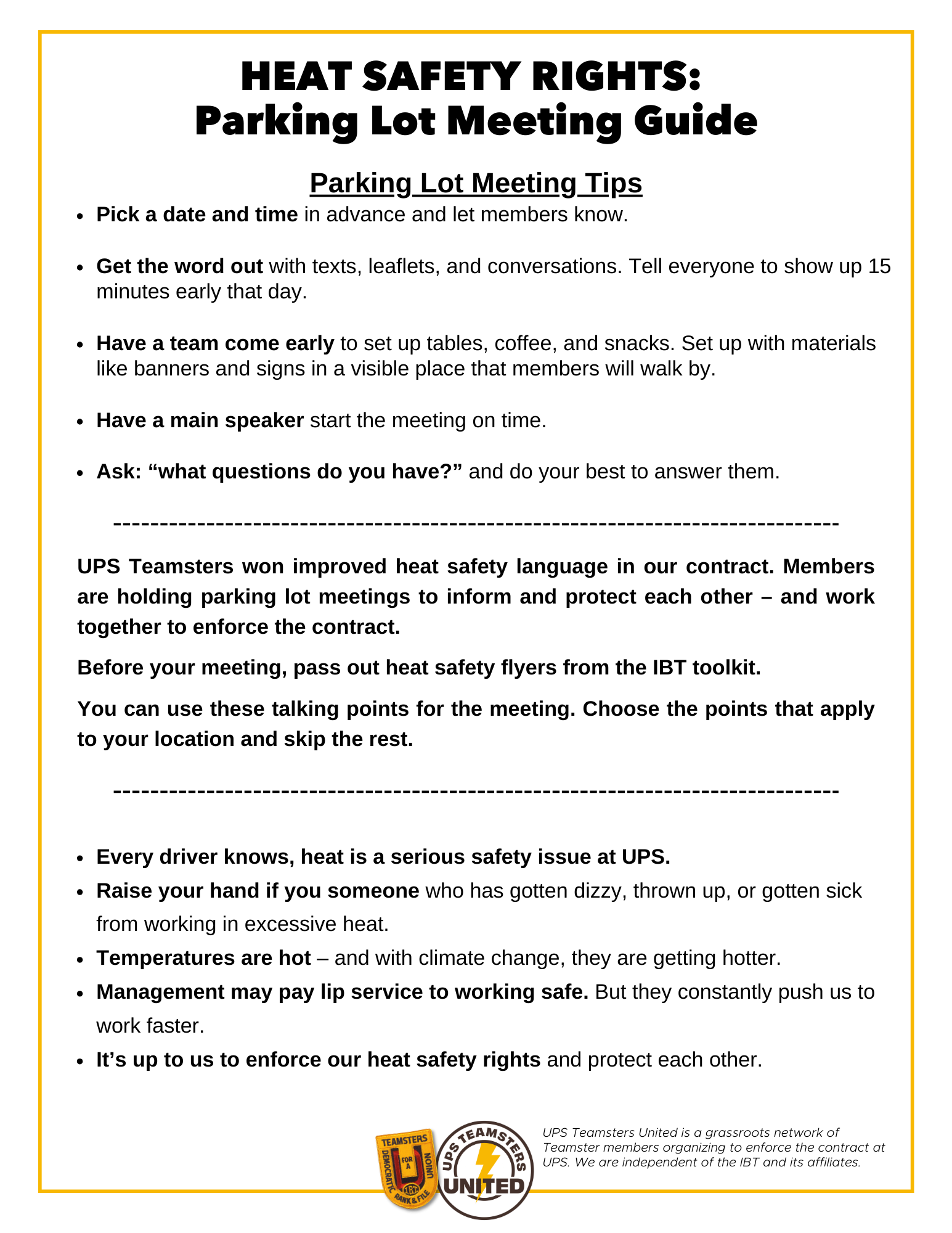 Toolkit: Heat Safety Rights at UPS