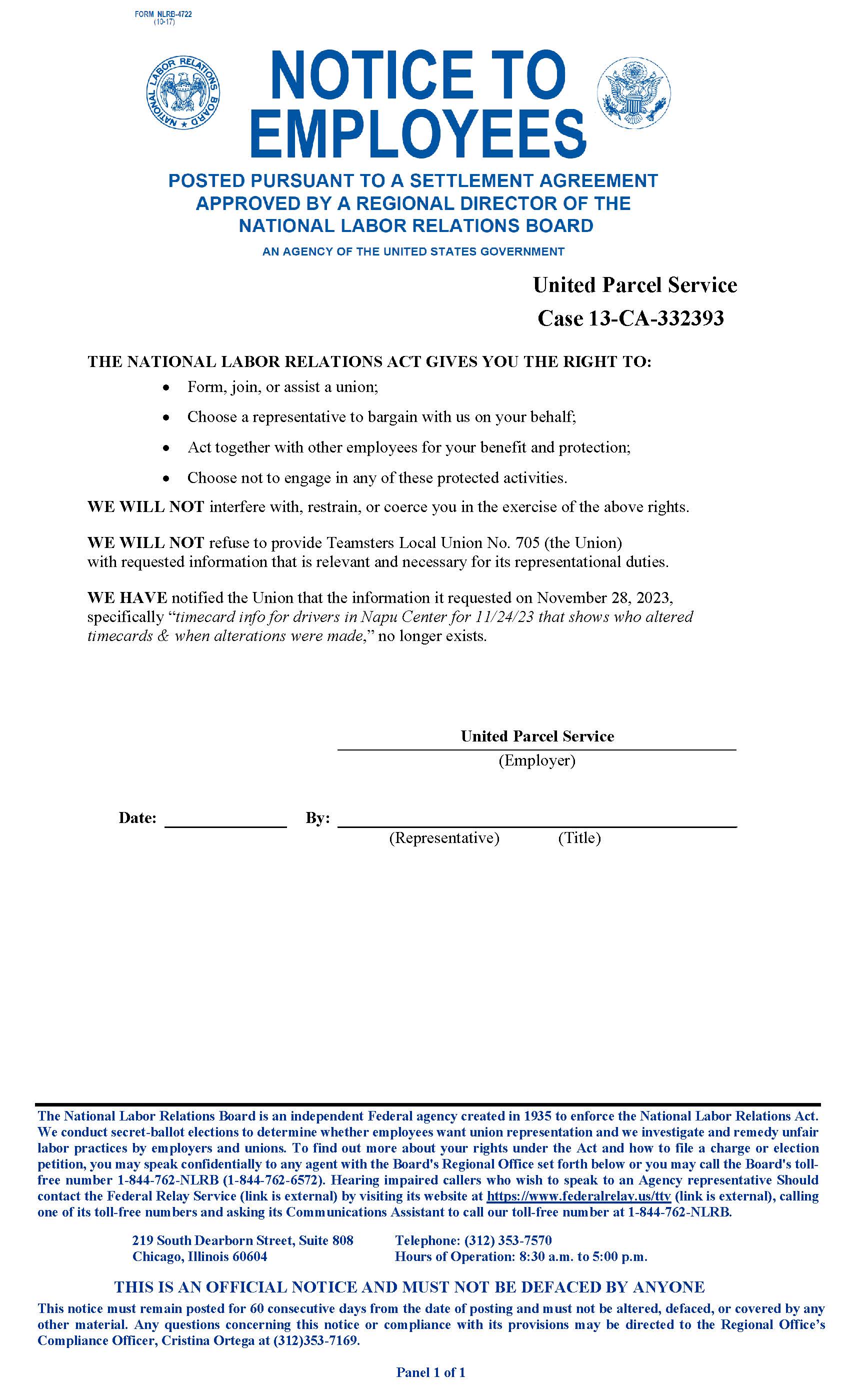 Local 705 Enforces Our Right to Information at UPS Addison