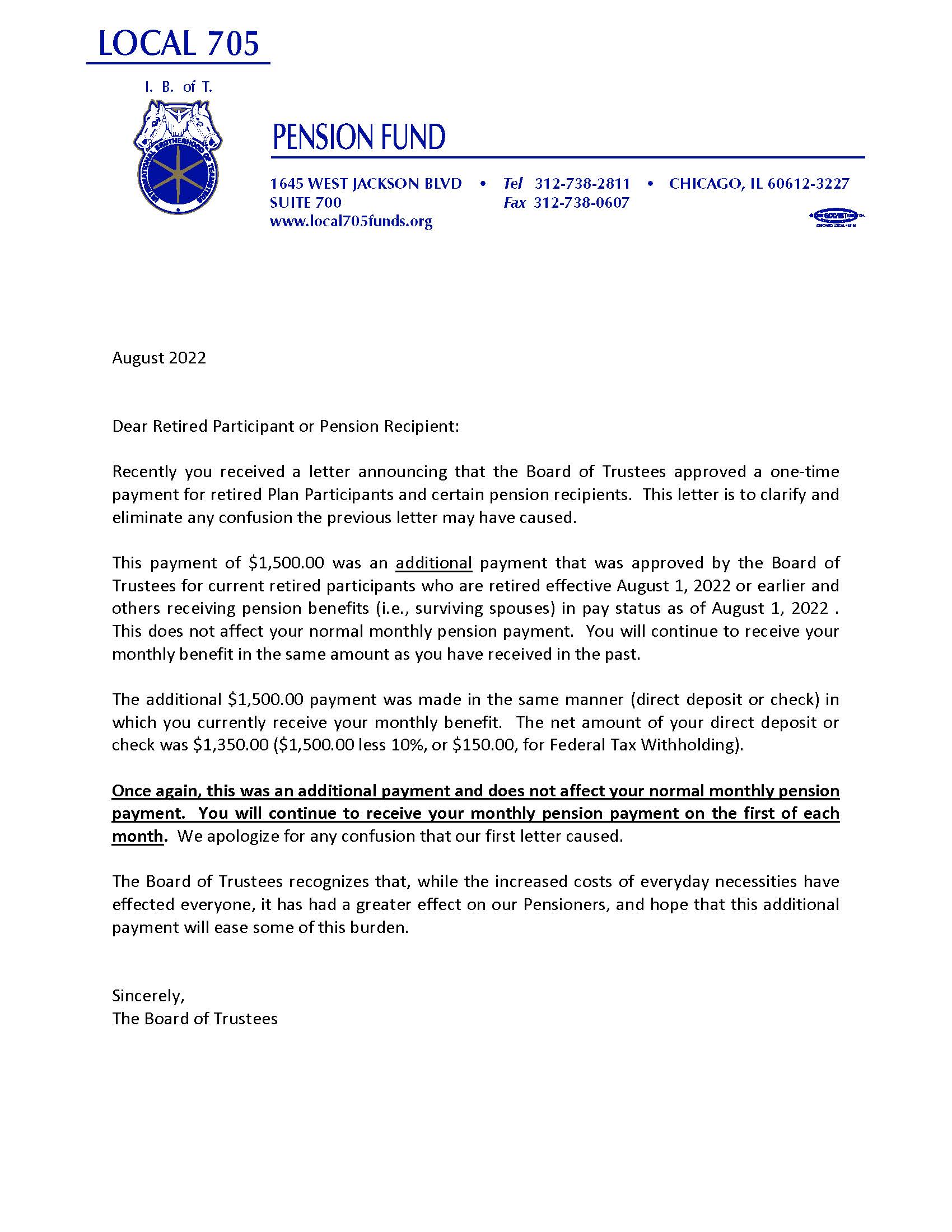Local 705 Supporting Teamster Retirees