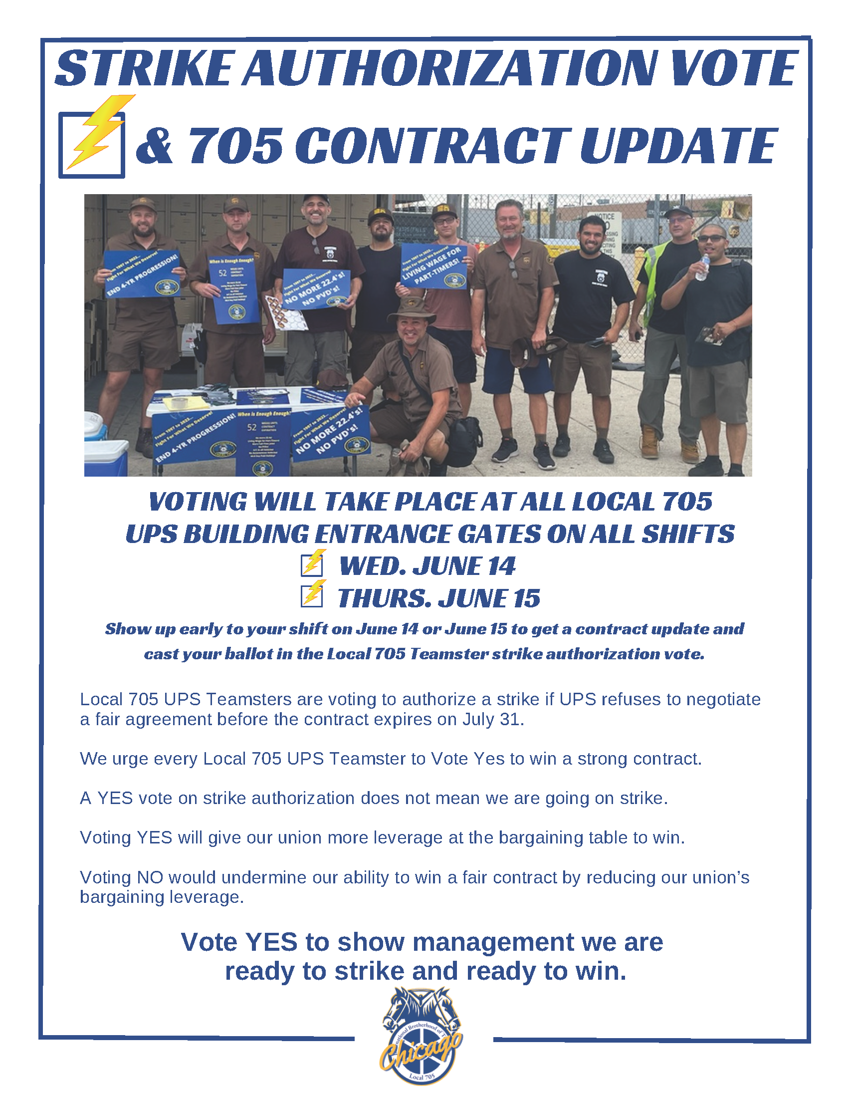 UPS Strike Authorization Vote & 705 Contract Update
