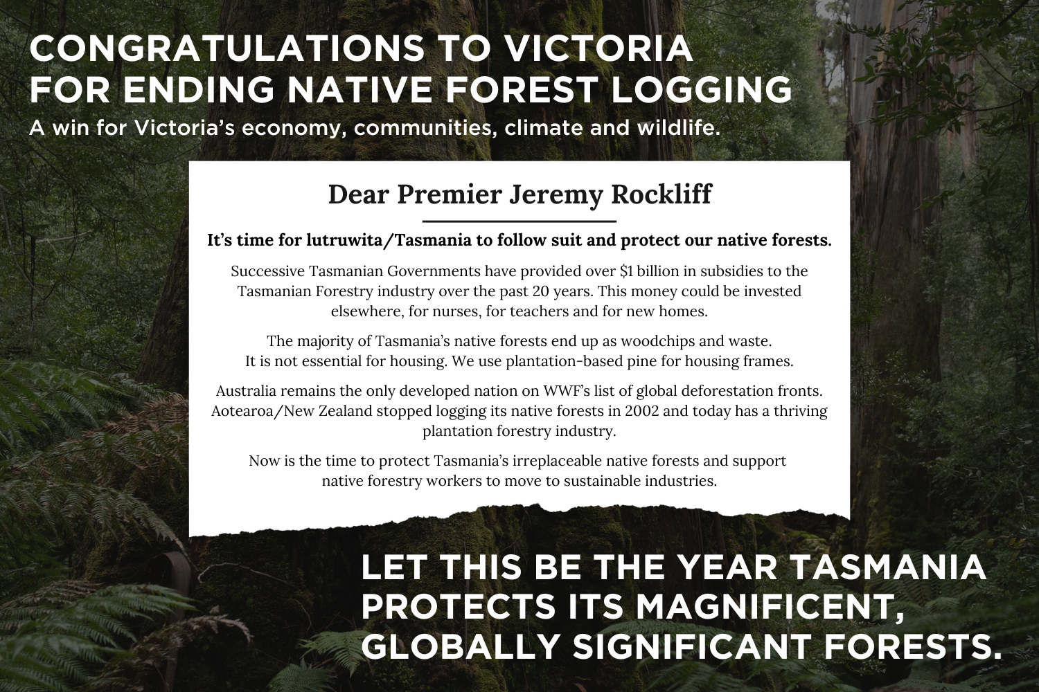 Protect Tasmania's Native Forests - The Australia Institute