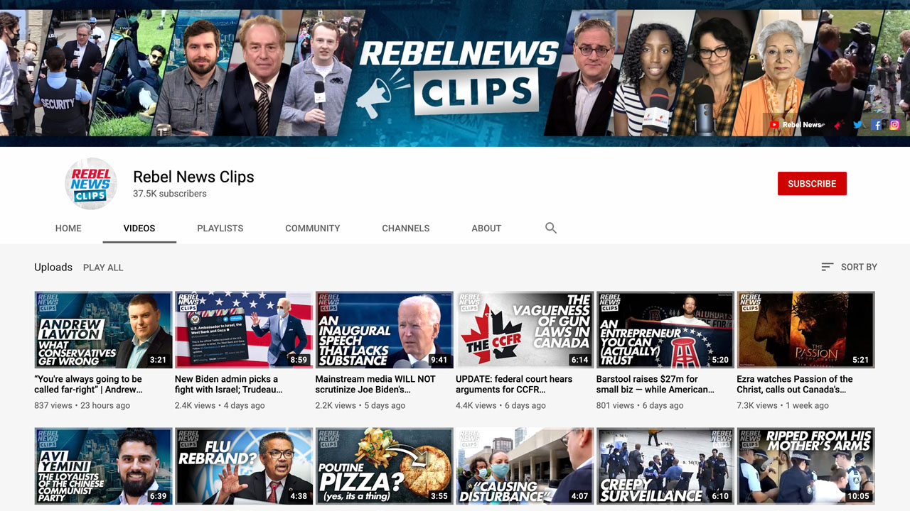 We overloaded the main channel, so we started Rebel News Clips - Rebel News