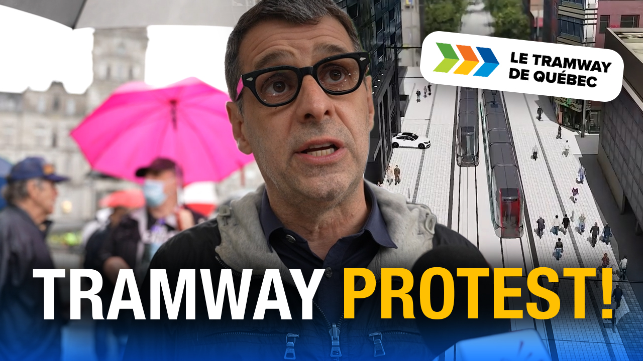 WATCH: Hundreds protest against tramway project in Quebec City - Rebel News