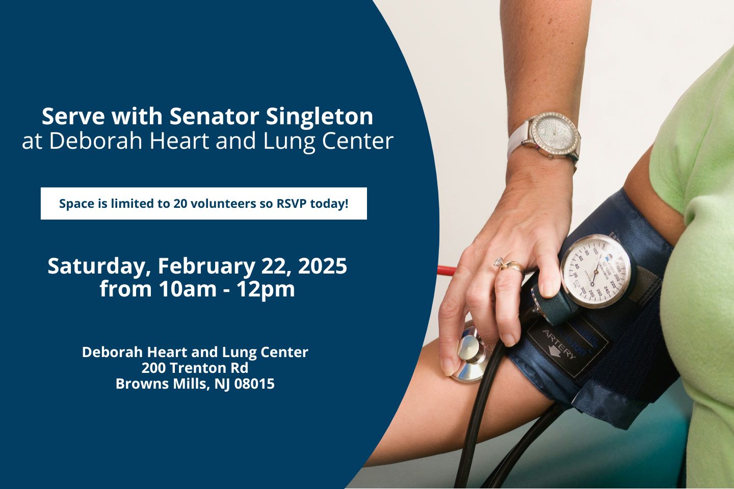Serve with Senator Singleton at Deborah Heart and Lung Center - Senator ...