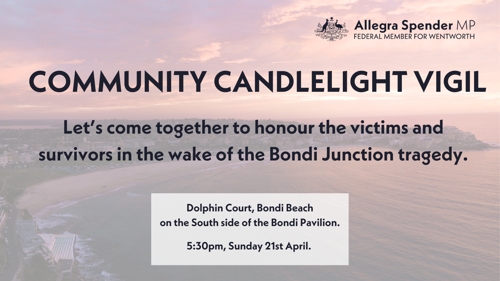 Community Vigil for the Bondi Junction Tragedy this Sunday - Allegra ...